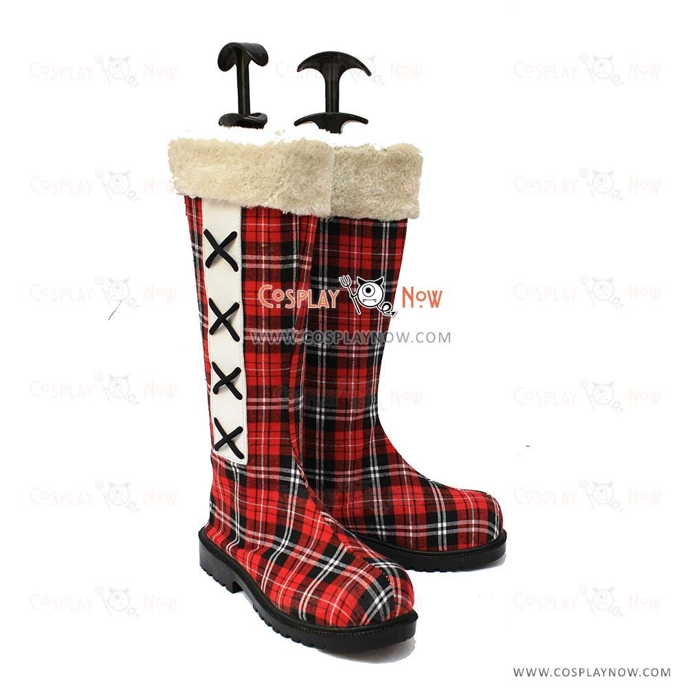 Black Butler Ciel's Kawaii Gird Pattern Cosplay Snow Boots