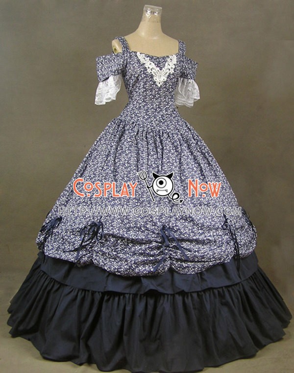 Southern Belle Civil War Ball Gown Prom Floral Cotton Dress
