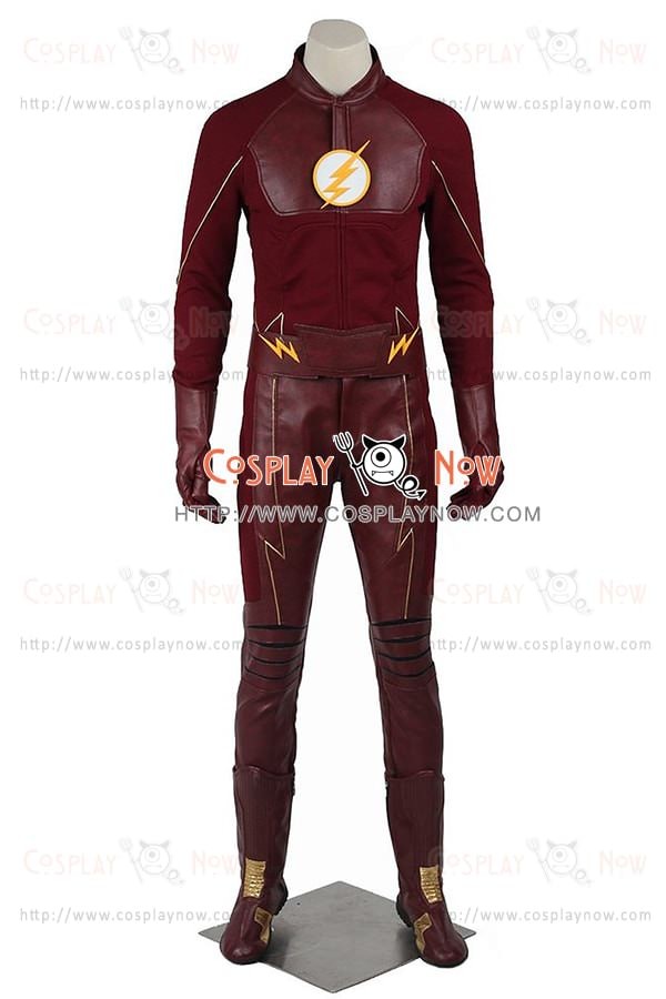 Barry Allen Costume For The Flash Season 2 Cosplay Red Leather Uniform