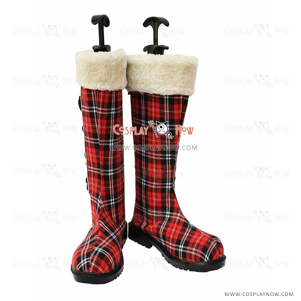 Black Butler Ciel's Kawaii Gird Pattern Cosplay Snow Boots